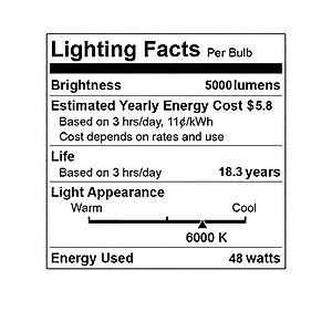 LED Garage Light Bulbs, Super Bright 48W Cool Daylight 5000 Lm 6500K Deformable Ceiling Fixtures for Shop, Laundry Room, Attic, Workbench, Pantry, Basement, Barns