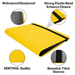 Sentinol 4 Pocket Card Binder - Collector Card Binder Hold 160 Cards Bounded in Thick Sleeves, Mini Pokemon Card Binder with Sleeves fits Football, Basketball Cards, Yugioh Cards (Yellow, 1 Pack)
