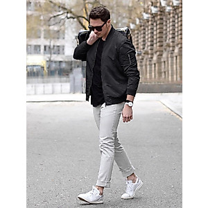 TACVASEN Bomber Jacket Men Black Jacket Men Zip Up Mens Jackets Casual Stylish Lightweight Mens Bomber Jackets Lightweight Windbreaker Jacket