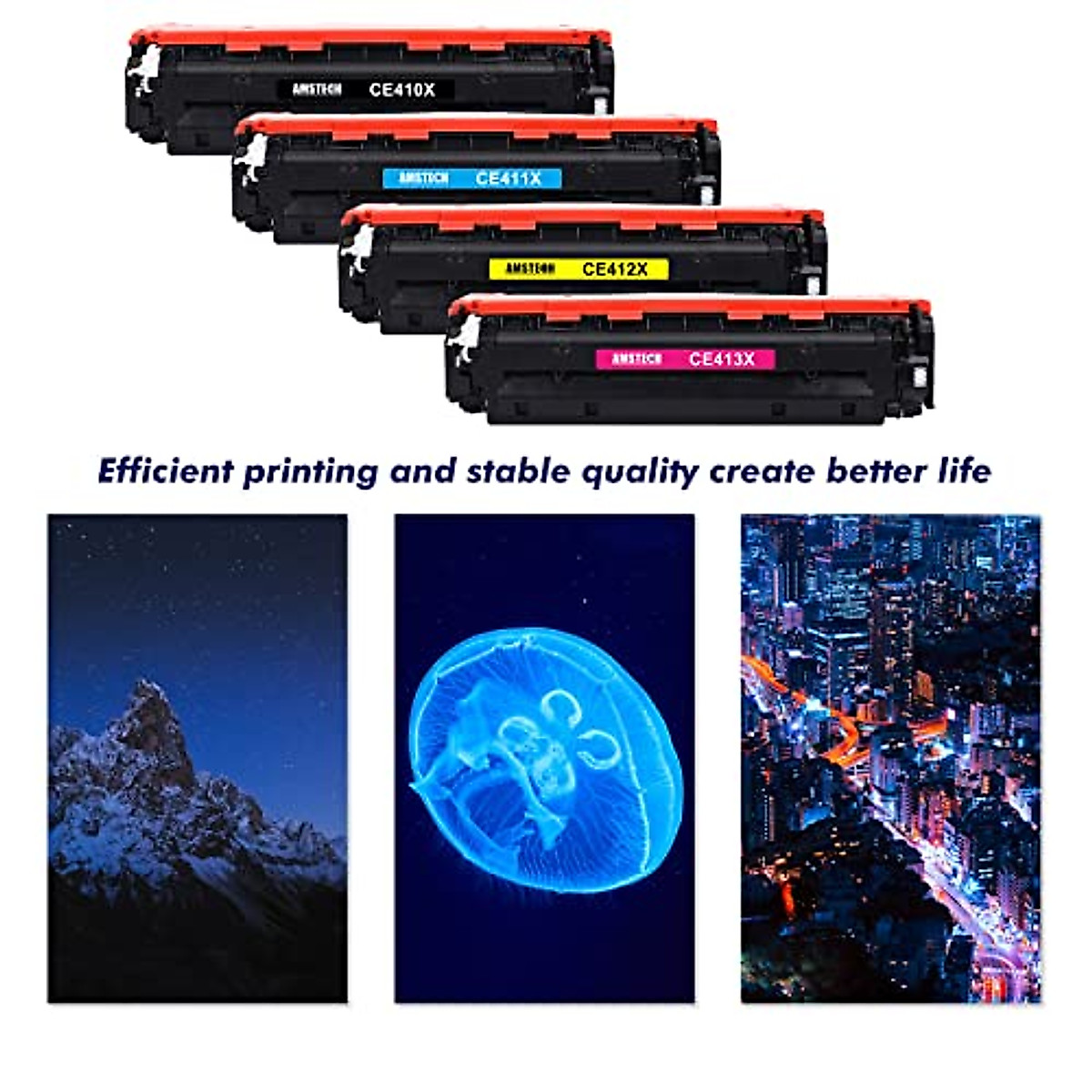 Amstech 305X 305A Toner Cartridge 4 Pack Replacement for HP 305X 305A CE410X CE411A CE412A CE413A for HP Laserjet Pro 400 Color MFP M451nw M451dn M475dn M475dw Pro 300 Color MFP M375nw Printer