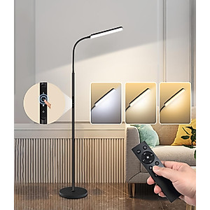 Dimunt LED Floor Lamp, Bright 15W Floor Lamps for Living Room with 1H Timer, Stepless Adjustable 3000K-6000K Colors & Brightness Standing Lamp with Remote & Touch Control Reading Floor Lamps
