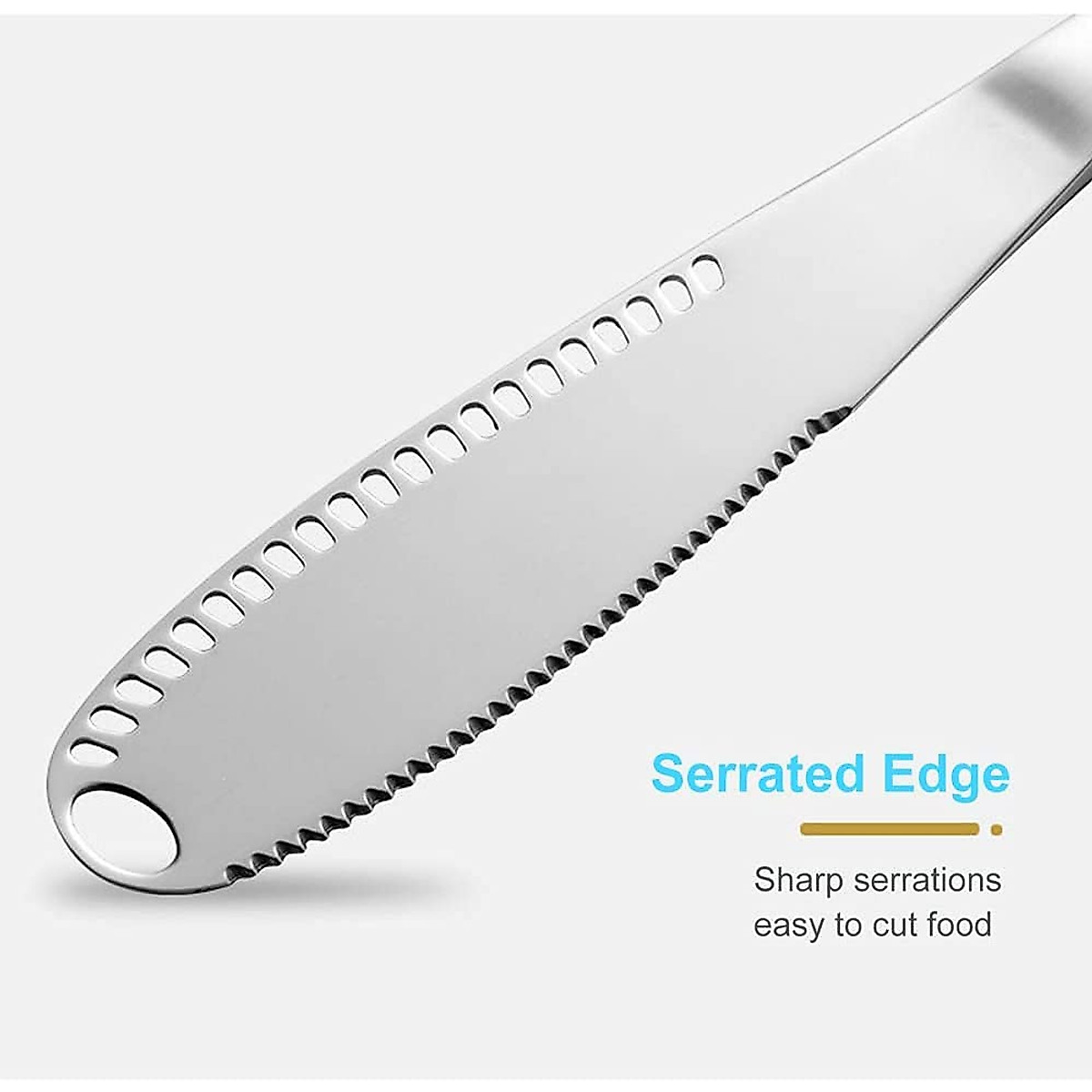 Lazooy 5 Pack Butter Spreader Knife with Holes Butter Knives & Picks Stainless-Steel Butterknives Silverware Table Dinner Knifes for Cold Butter Dessert Meat