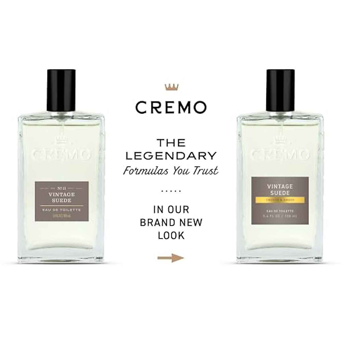 Cremo Cologne for Men - Vintage Suede Reserve Mens Cologne - A Combination of White Moss, Rich Amber, and Smooth Suede, 3.4 Fl Oz