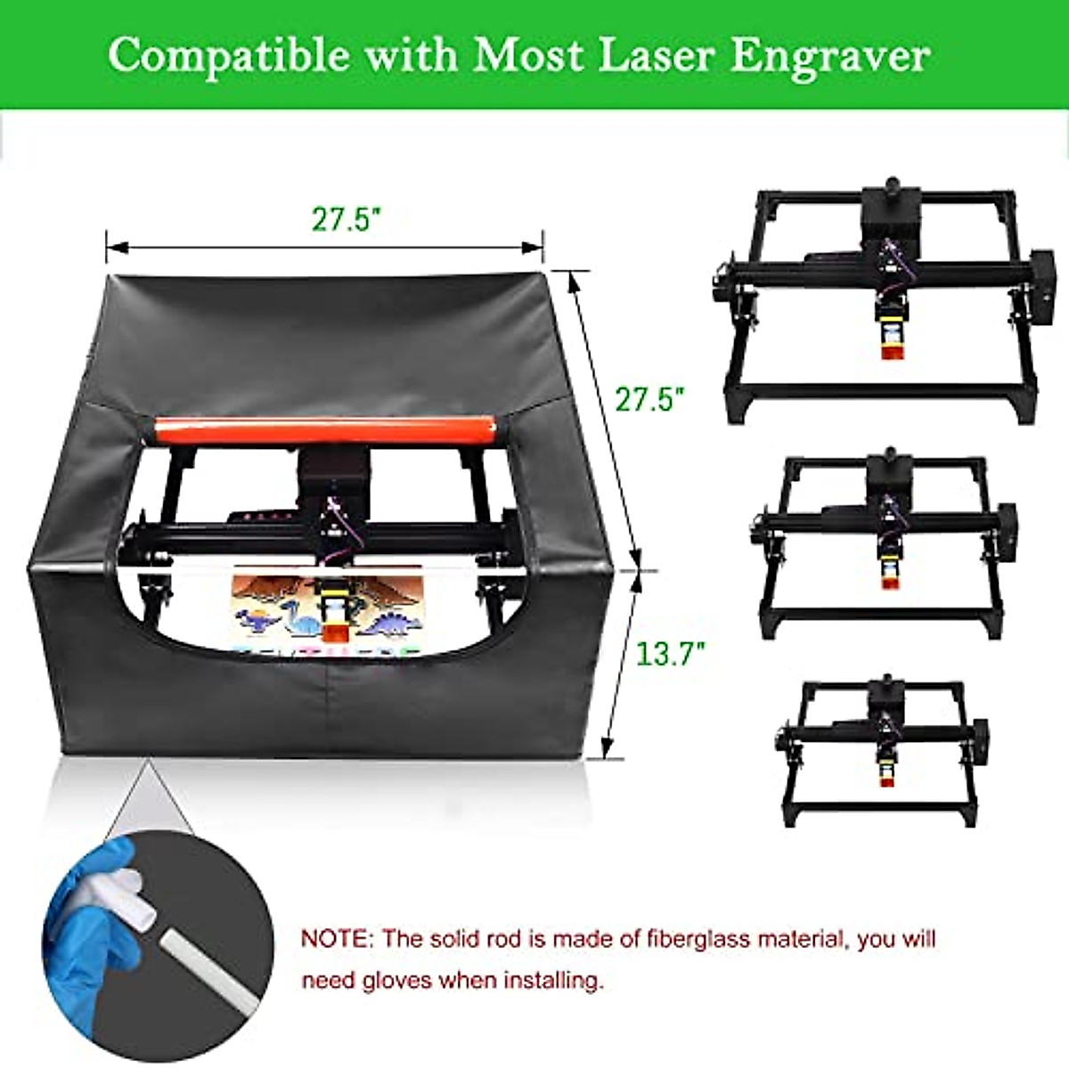Esoilga Laser Engrave Enclosure with Vent, Fireproof Laser Engraving Machine Protective Cover with Exhaust Pipe and Exhaust Fan Compatible with xTool D1 Atomstack A5 ORTUR Aufero, Eye Protection