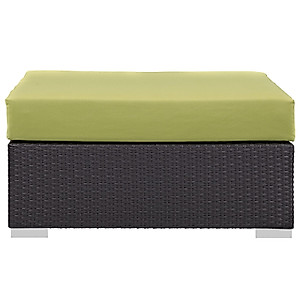 Modway Convene Wicker Rattan Outdoor Patio Large Square Ottoman in Espresso Peridot
