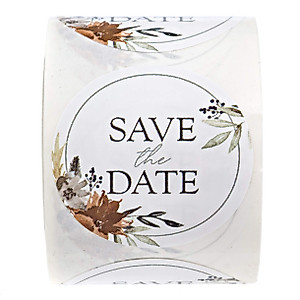 Indie Autumn Floral Save The Date Stickers / 1.5" Fall Wedding Labels / 250 Watercolor Engagement Stickers
