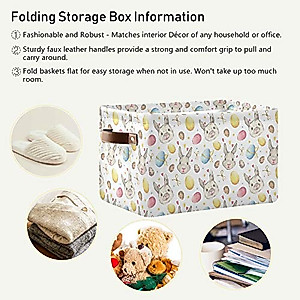 senya Easter Storage Basket with Handles, Easter Eggs Rabbit Fabric Collapsible Storage Bins Organizer Bag for Baby Storage Toy Storage 15 x 11 x 9.5 inch