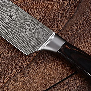 JINGYI 7 Inch Kitchen Knife, Asian Knife Japanese Chef Knife made of German High Carbon Stainless Steel, Ergonomic Handle, Ultra Sharp