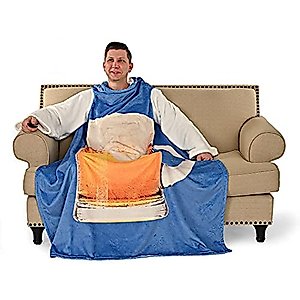 Beer Mug Wearable Sleeved Arm Blanket 70"x50" Rectangle, Snuggle Up with Warm & Cozy Microfiber Flannel Novelty Robe Blanket, for Mom, Dad, Wife or Husband for Indoor & Outdoor Use