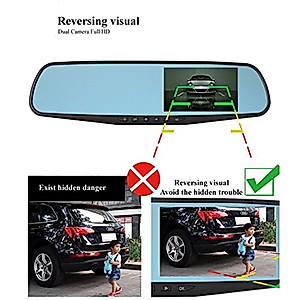 Car DVR Rear view Mirror Video Recroder 4.3" inch Car Camera Dual lens Cam night