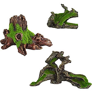 Penn-Plax Aqua-Flora Aquarium Living Resin Decorations with Embedded Glosso Plant Seeds: Naturally Inspired Bogwood 3-Piece Bundle – Safe and Healthy for Freshwater Fish