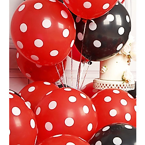 SULALABOO 63PCS Red Polka Dot Balloons 12 Inch Latex Helium Round Party Balloons Kit for Birthday Party Decorations