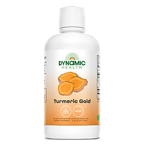 Dynamic Health Turmeric Gold, 100% Juice, Turmeric Supplement, No Additives, Joint Support, Antioxidant, Inflammation, Vegan, Gluten Free, Non-GMO, 32 Fl Oz