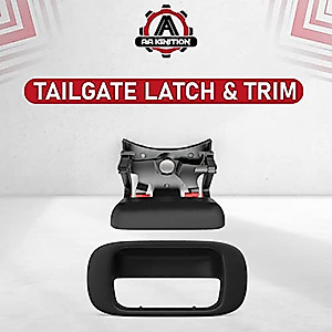 Replacement Tailgate Handle Latch and Bezel Trim with Clips - Replaces 15997911, 15228541, 15228539, 15228540 - Compatible with Chevrolet Silverado and GMC Sierra 1500, 1500HD, 2500HD, 2500, 3500