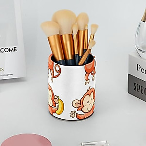 Pen Holder for Desk, Cute Monkey with Yellow Bananas Large Pencil Holder Pen Cup Decorative Desktop Organizers for Home, School, Classroom, Office