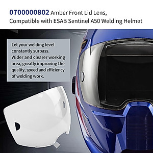 5 PACK 0700000802 Clear Front Cover Lens, Clear Polycarbonate Outside Cover Lens, 3.93" x 2.36" Viewing Lens, A50 Welding Helmet Cover Lens, Compatible with ESAB 0700000800 Sentinel A50 Welding Helmet
