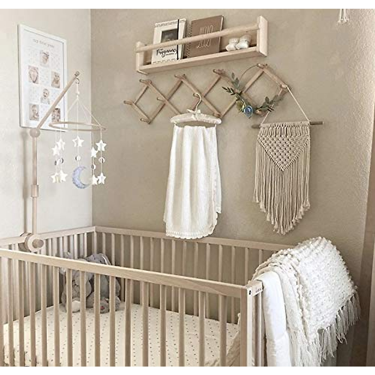 Sorrel + Fern Wooden Baby Crib Mobile Arm - Baby Mobile Holder Arm (31 inch, 100% Natural Beech Wood) - Strong Anti Slip Attachment - Nursery Decor