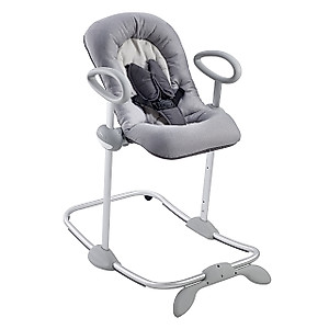 BEABA Up & Down Portable Baby Rocker, 4 Height Levels + 3 Reclining Positions with 1 Click, Couch and Table Height Rocker, Baby Seat, Baby Lounger, Baby Essentials, Baby Gear, Gray