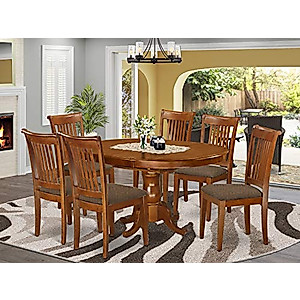 EAST WEST FURNITURE 7 PC Dining room set-Oval Dining Table with Leaf and 6 Dining Chairs