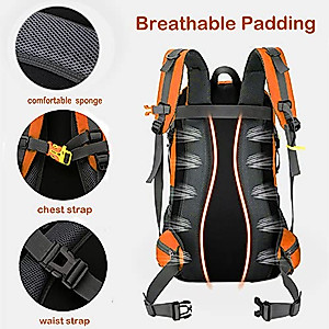 50L Hiking Backpack Camping Backpack Hiking Daypack Waterproof Backpack Day Pack for Men Women Trave Backpack with Rain Cover (orange)