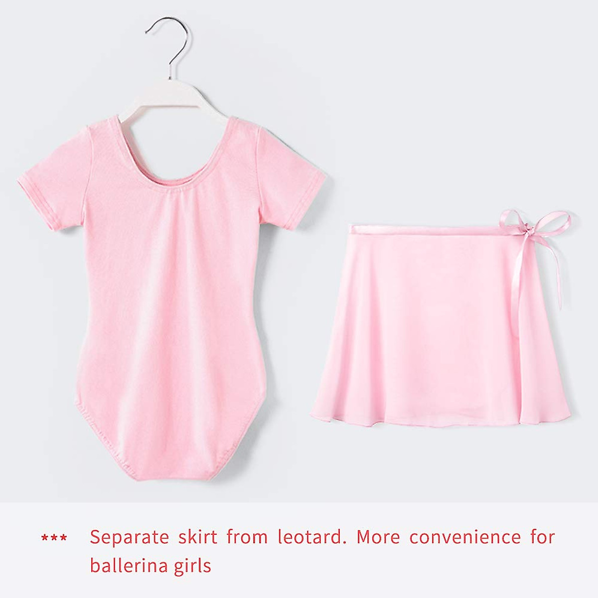 Stelle Ballet Leotards for Girls Dance Dress Outfit Combo with Skirt and Tights (Ballet Pink-Adjustable Tie, 90)