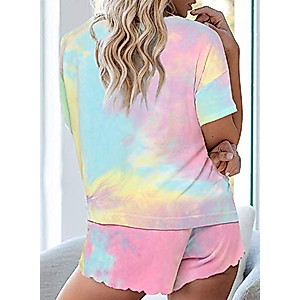 Ekouaer Tie Dye Pajamas Set Womens Loungewear Sleepwear 2 Piece PJ Sets
