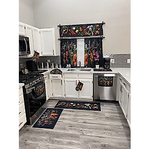 UpNUpCo Artistic Colorful Oven Mitts - Unique & Cute - Soft & Safety - Quilted & Padded - Heat Resistant - Beautiful Kitchen Gloves - Chef Gloves - Spicy Oven Mitt 2 Pieces - 7" x 10" x 1"