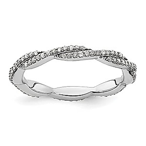 IceCarats 925 Sterling Silver Diamond Stackable Wedding Band Ring Size 6.00