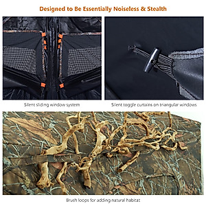 3 Person Silent Hunting Ground Blind 360 Degree One-Way See Through Portable Pop Up Hunting Tent with Frame Door, Carrying Backpack