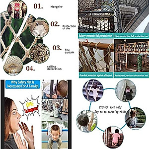 KACQIHTU Hemp Rope Net Child Safety Net Rope Fence Stairs Balcony Railings Garden Playground Safety Protection Rope Netting Climbing Net for Kids