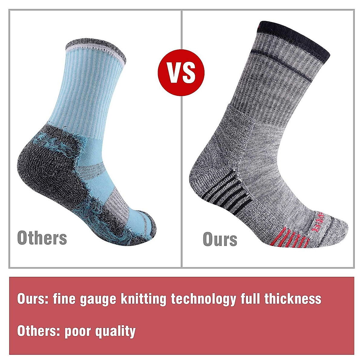 FEIDEER Hiking Socks Walking Socks For Men, 5 Pairs Outdoor Recreation Socks Moisture Wicking Crew Socks (5MSL18105-XL)