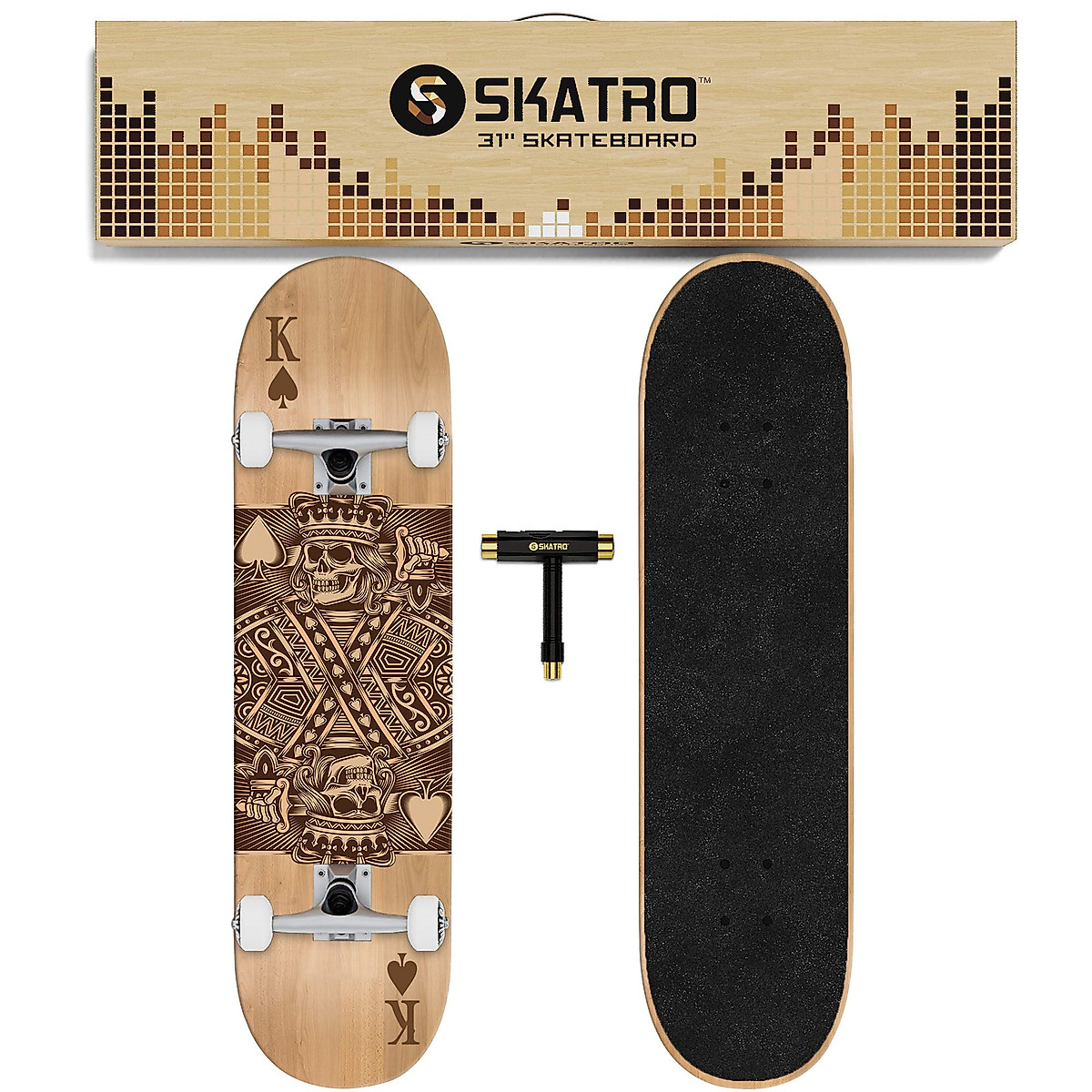 SKATRO - Pro Skateboard 31" Complete Skateboard. Skate Board Ages: Adults, Boys, Girls, Beginners, and Kids