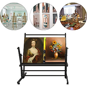 MYOYAY Movable Art Metal Print Rack, Printing Drying Display, Storage Stand for Artworks, Posters, Prints, Great Assistant for Shows & Galleries, Easy Moving with Rolling Casters, Well Hold 330Lb