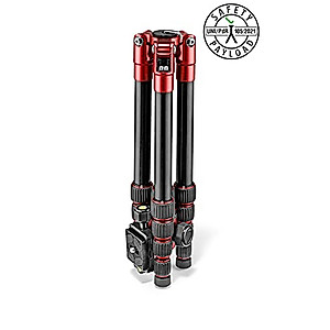 Manfrotto Element Traveller Small Aluminum 5-Section Tripod Kit with Ball Head, Element Small 56.3", Red