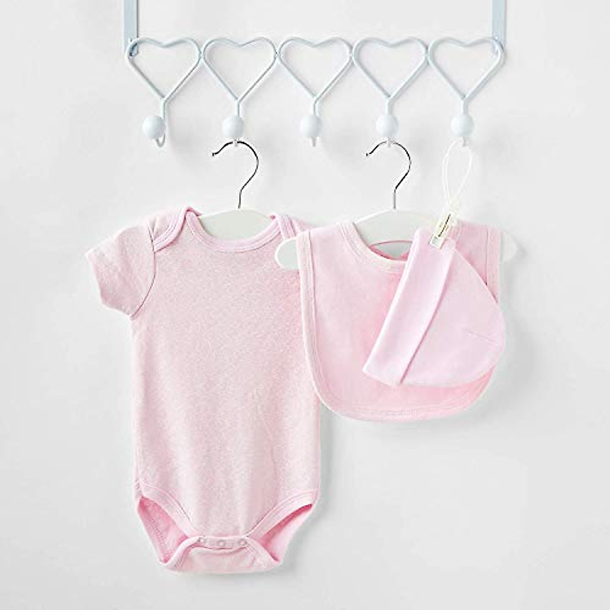 Baby Girl Pink Gift Hamper - with Fleece Wrap, Hooded Towel, Baby Clothes, 2 Muslin Cloths and Cute Teddy Bear