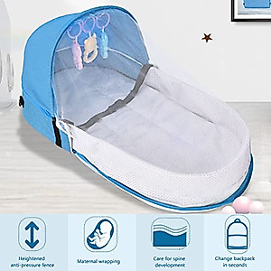 Ba Net Mosquito Mrisata Baby Travel Cot with Mosquito Net and Awning Portable Baby Cot Changing Bag Foldable Baby Cot with Mosquito Net Cuddly Nest Baby Cot (Gray)