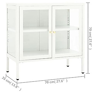 Homvdxl Metal Sideboard Buffet Cabinet, Kitchen Storage Cabinet with 2 Glass Doors & Adjustable Shelves, Double Wide Buffets Table for Bar, Dining Room, Cupboard Console Table 28x14x28 White