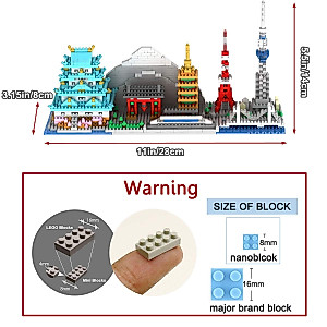 OneNext Japan Tokyo Skyline Collection Famous Architecture Model Building Block Set (1350pcs) Micro Mini Bricks Toys Gifts for Kids and Adults