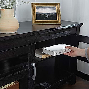 Walker Edison 2 Door Cabinet Corner Wood TV Stand for TV's up to 48" Living Room Storage Flat Screen Living Room Storage Entertainment Center, 44 Inch, Black