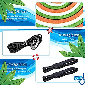 Big Floating Mat Water Foam Pad for Pools, Lakes, Oceans, Giant Lily Pad Pool Float for Water Recreation and Relaxing (Green-White-Orange,9FT)