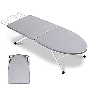 VeYocilk Tabletop Ironing Board, Reinforced Foldable Iron Board with Iron Rest, Portable Travel Small Ironing Board with Heat Resistant Cover for Home, Countertop, Laundry Rooms, Dorm, 31.4"x9.8"x7"