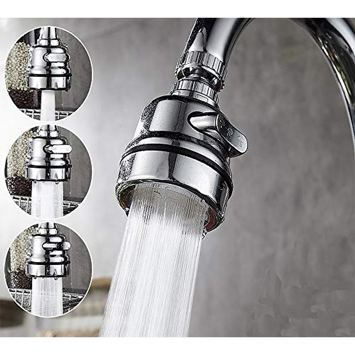 Kitchen Sink Aerator, 360-Degree Swivel Faucet Aerator, Water Saving Faucet with Gasket Faucet Replacement Part for Kitchen,Bathroom - 3 Spray Modes Adjustment