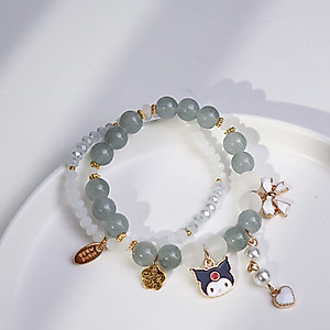 ANZWTLOYY Y2k Kawaii Bracelets Friendship Bracelets Set Cute BFF Beaded Relationship Elastic Bracelets for Women (C)