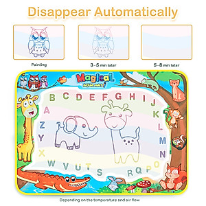 Obuby Water Drawing Mat Kids Doodle Mats Coloring Writing Board No Mess Toy for Kid Toddler Animal Educational Painting Pad Toys for Age 3 4 5 6 7 8 9 10 11 12 Girls Boys Toddlers Gift 40 x 28 Inches