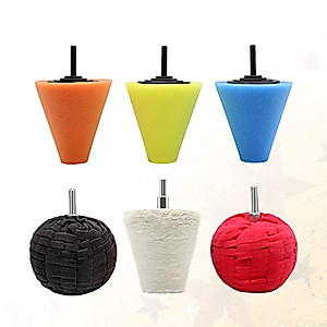 6PCS Drill Buffing Sponge Pads Buffing Wheel for Drill Foam Polisher Buffer Pad Sponge Ball Polishing Cone for Automotive Car Vehicle Wheels Hub Care