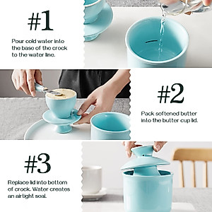 DOWAN Butter Crock for Counter, French Butter Dish for Spreadable Soft Butter, Butter Keeper with Water Line, No More Cold & Hard Butter, Housewarming Gift Wife Mom Friends, Turquoise