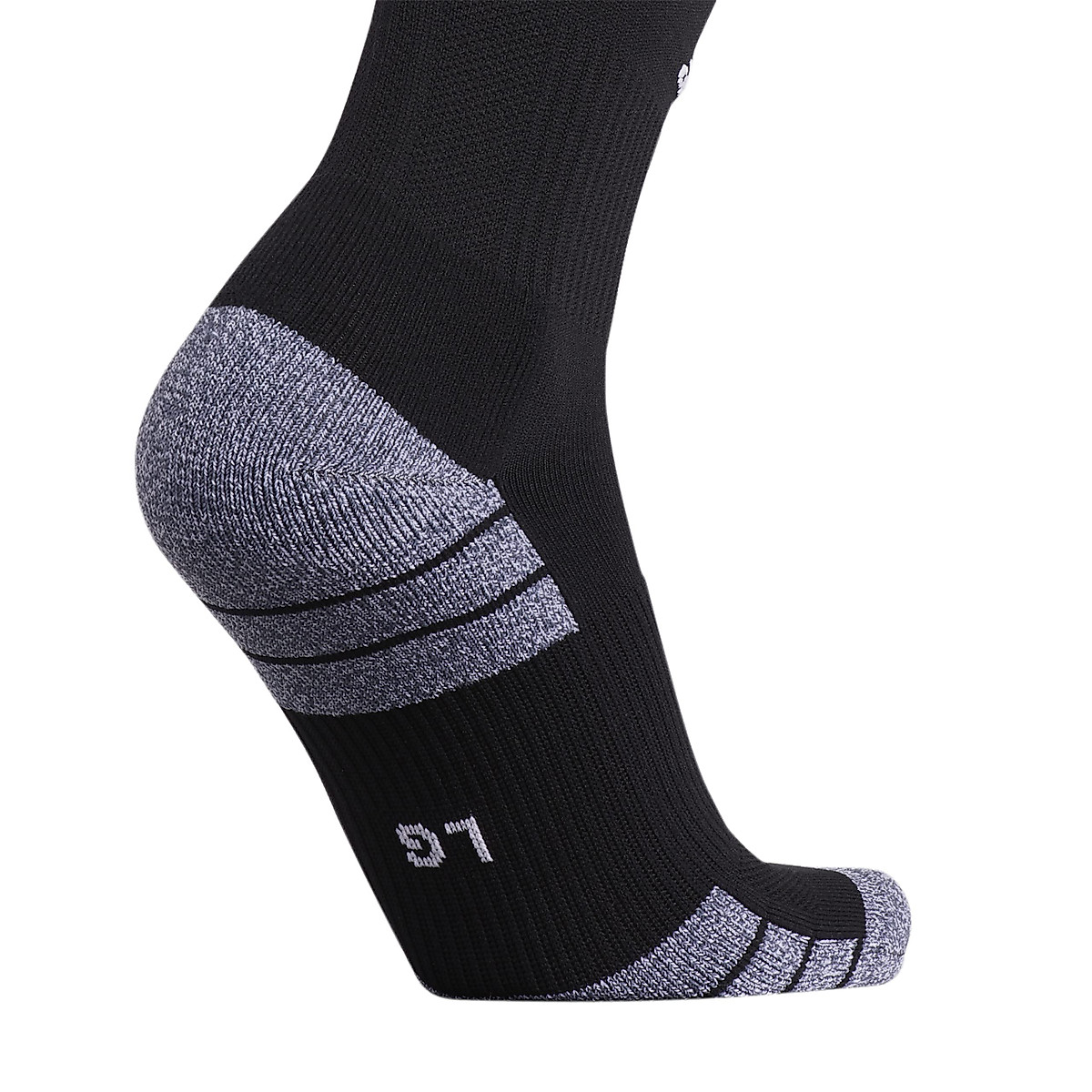adidas 3-Stripe Hoop Soccer Socks (1-Pair) with Arch Compression for a Secure fit, Black/White, Small