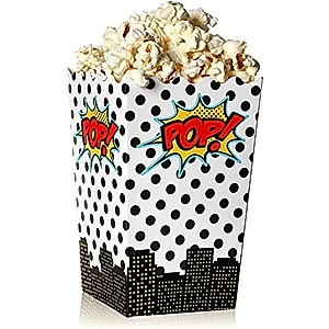 100 Pack Bulk Comic Book-Styled 20oz Mini Popcorn Boxes for Halloween, Movie Nights, Party Supplies (3.3 x 5.6 x 3.3 In)