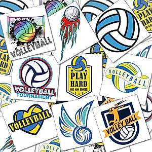 144 Pcs Volleyball Temporary Tattoos for Team Volleyball Team Gift Sports Waterproof Body Stickers Volleyball Tattoos for Fans Team Party Supplies, 9 Styles