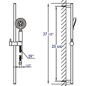 ALFI brand AB7938 Sliding Rail Hand Held Shower Head Set with Hose, Polished Chrome
